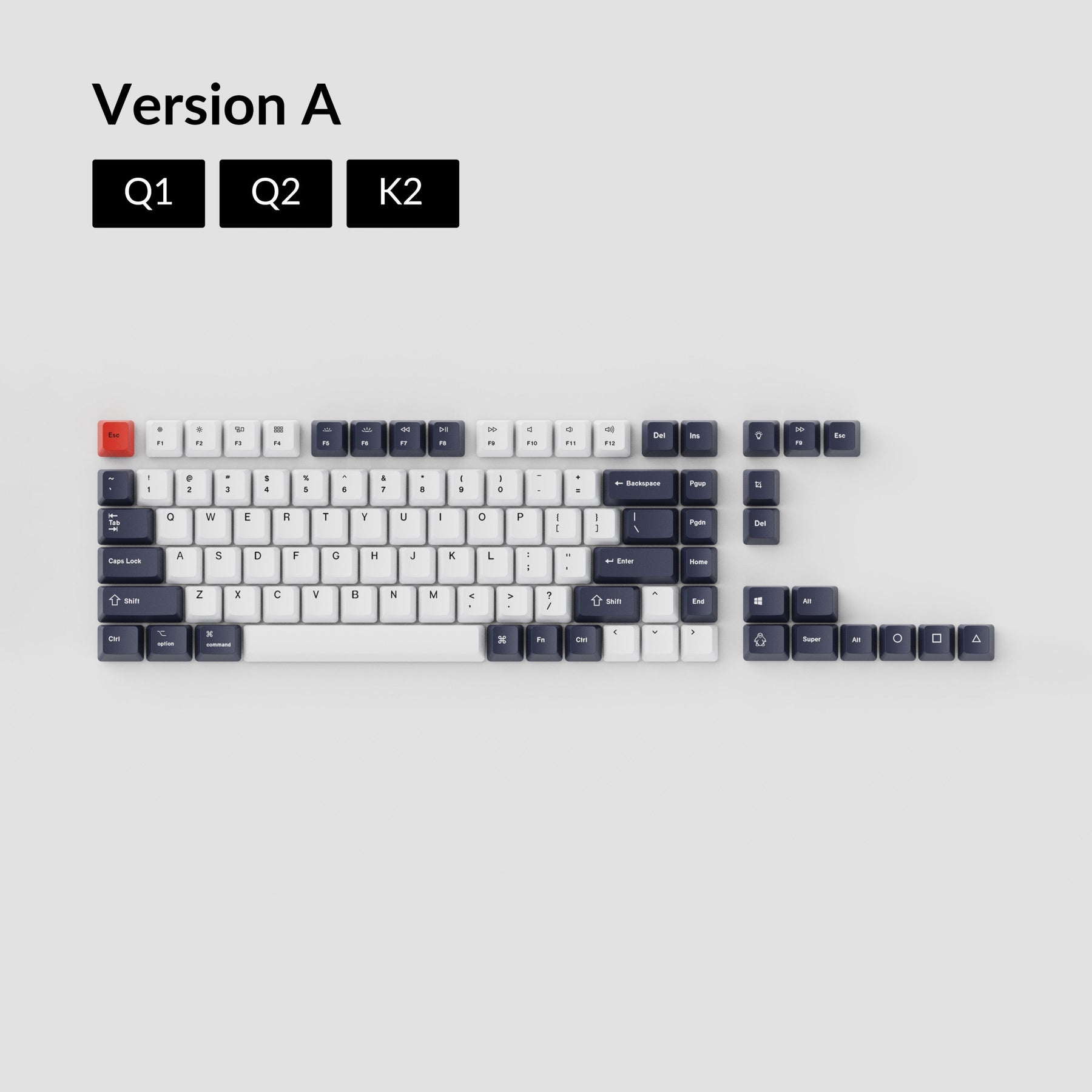 OEM Dye-Sub PBT Keycap Set - Bluish Black White